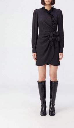 Alessandra Rich Wickel-Minikleid aus reiner Seide mit R&uuml;schenkragen