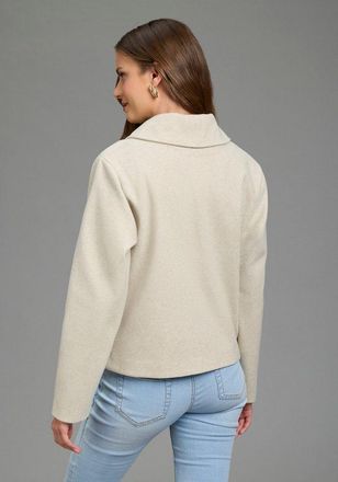 Laura Scott Kurzjacke in Wolloptik mit abnehmbaren Teddy-Kragen &Uuml;bergangsjacke