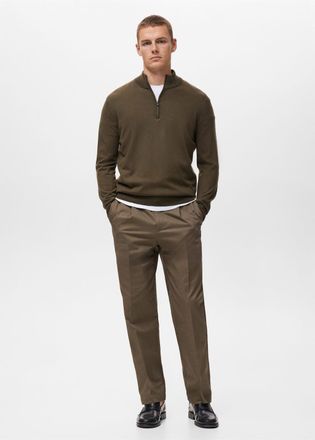 Mango Pull col chemin&eacute;e 100 % laine m&eacute;rinos olive - Homme - S - MANGO MAN