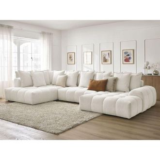 BOBOCHIC Bobochic - Canap&eacute; panoramique convertible coffre everest tissu chin&eacute; Angle droit Blanc