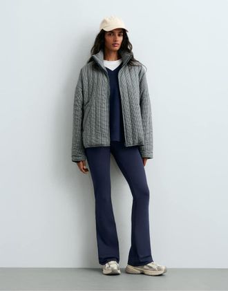 Oysho karierte Midi-Steppjacke-Lila