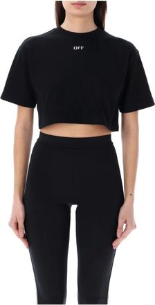 Off-white Femme, Tops, Noir, Taille: 40 FR Off Stamp Rib Cropped Tee