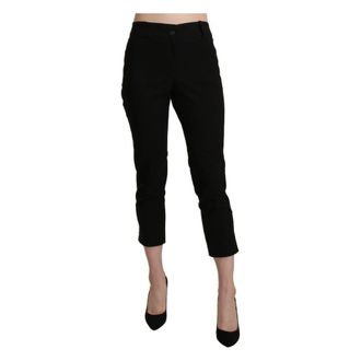 Bencivenga Elegante Schwarze High Waist Cropped Hose - - Trousers - Damen - Schwarzk - XL