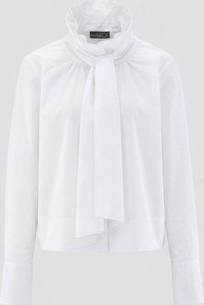 van Laack Cropped Stehkragenbluse mit Schluppe