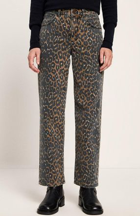 Lanius Lanius Damen vegan Jeans Relaxed Leo Print Mehrfarbig