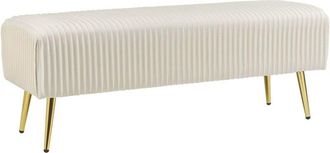 Beliani Banquette dInt&eacute;rieur Glamour Pieds en M&eacute;tal Dor&eacute;s en Velours Cr&egrave;me Paterson