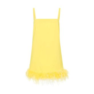 Pinko Jasmin Gelbes Kleid mit Federdetail - - Dresses - Damen - Gelb - XS