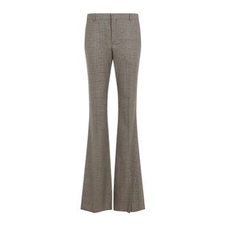 Saint Laurent Prince Of Wales Schlaghose - - Trousers - Damen - Beige - S
