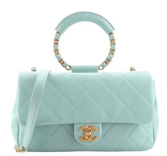 Chanel Blue Lambskin in the Loop Flap Bag Size M