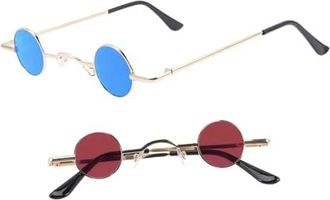 Garneck 2 pièces Lunettes de Soleil Rondes Vintage Punk Métal pour Hommes et Femmes Design Compact et Protection Solaire UV Style Steampunk Rétro pour Usage Q