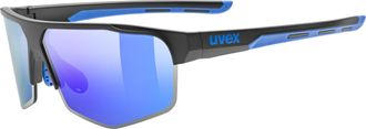Uvex axos set - Sportbrille für Damen und Herren - 100% UVA-, B, C Schutz - beschlagfrei - black matt/mirror blue - one size