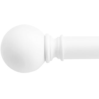 Nicetown Gardinenstange Weiß-Matt mit Runden Endstücken Vorhang Stange für Transparente Gardinen Ausziehbare Vorhangstange 182-365 CM, 1 Läufig, Durchmesser 25