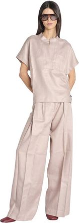 Nine In The Morning Femme, Blouses et Chemises, Rose, Taille: 42 FR Chemise &agrave; Manches Courtes en Lin