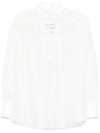Nissa Bluse mit Spitzendetail - Wei&szlig;