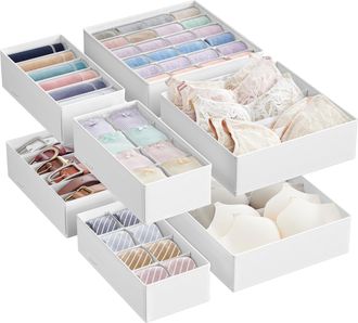 Songmics Unterwäsche-Organizer 8er Set, Schubladen-Organizer faltbar, Ordnungssystem Kleiderschrank, Aufbewahrungsbox Schrank, Stoffboxen Aufbewahrung, für BHs