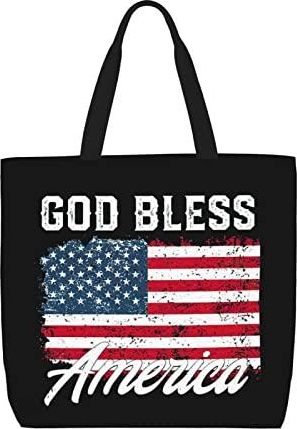 Generic Sac De Courses Que Dieu B&eacute;nisse LAm&eacute;rique Sac Femme Plage Lavables De Grande Capacit&eacute; Sacs En Toile Pour Femmes, Pour &Eacute;cole, Burea, Femmes, Shopping