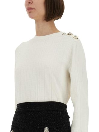 Balmain Viscose Knit Sweater - Ivory