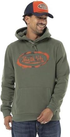 Von Dutch Sweat Homme à Capuche en Molleton avec Print Devant, Kaki Taille XL