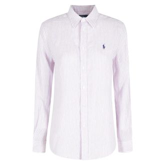 Polo Ralph Lauren Femme, Blouses et Chemises, Rose, Taille: 36 FR Chemise ray&eacute;e en lin