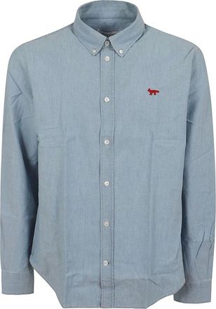 Maison Kitsun&eacute; Homme, Chemises, Bleu, Taille: S Profile Fox Regular Shirt