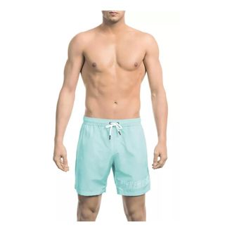 Dirk Bikkembergs Homme, Maillots de bain, Bleu, Taille: XL Short de Bain Bleu avec Imprim&eacute; Avant pour Femmes