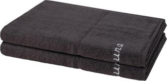 Möve for frottana - 2 teiliges Frottier-Set - Pearl (2 X Saunatuch im Set) - 500 g/m2 - Baumwolle - Walkfrottee - saugstark - weich und flauschig - Graphit