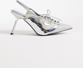 KAIIA Exclusive - Fu&szlig;ball-Sandaletten zum Schn&uuml;ren in Silber