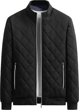 Generic Veste thermique doubl&eacute;e Sherpa pour homme, coupe ajust&eacute;e, col montant, manteau en coton &eacute;pais, manteau matelass&eacute; d&eacute;contract&eacute; pour homme, Noir, 4XL