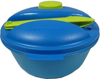 Tupperware To Go Salat&Go 1,5L blau limette A157 Salat & Go mit Besteck Picknick 7030