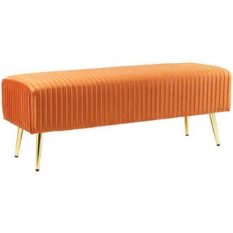 Beliani Banquette dInt&eacute;rieur Glamour Pieds en M&eacute;tal Dor&eacute;s en Velours Orange Paterson