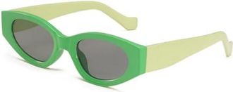 Generic Petit oeil de chat Lunettes de soleil dextérieur pour femme Vintage Tendance Beige Vert Lunettes de soleil Mode Hommes Lunettes de soleil UV400, Vert/