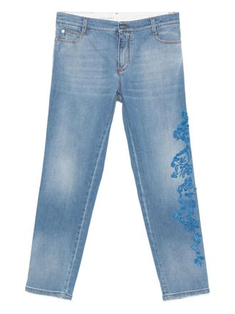 Ermanno Scervino Jeans mit Blumenstickerei - Blau