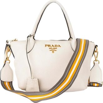 Prada Crossbody Bags - Prada White Leather Vitello Handbag - Gr. unisize - in Wei&szlig; - f&uuml;r Damen