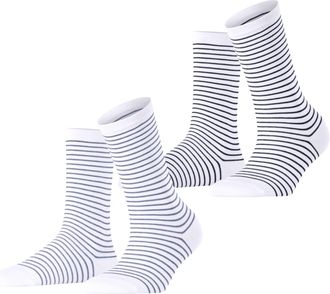 Esprit Damen Socken Fine Line Multipack W So Baumwolle gemustert 2 Paar, Mehrfarbig Blue Grey 0110, 39-42