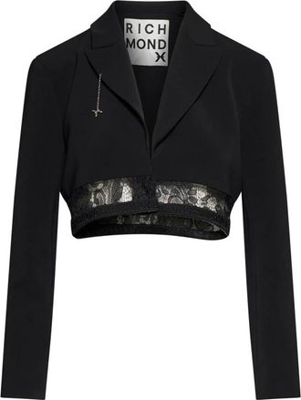 John Richmond Femme, Vestes, Noir, Taille: 34 FR Veste Courte Structur&eacute;e avec D&eacute;tail D&eacute;coratif &agrave; la Taille