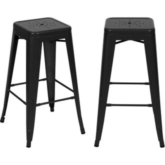 Rendez-Vous D&eacute;co Rendez-vous D&eacute;co - Lot de 2 tabourets pour &icirc;lot central 66 cm en m&eacute;tal noir mat - indus