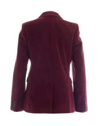 Max Mara Womens Katanga Double-Breasted Velvet Blazer Bordeaux Cotton Jacket