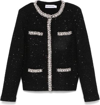Self Portrait veste en maille &agrave; sequins - Noir