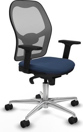 Piqueras y Crespo Computerstuhl mit 2D-Armen, h&ouml;henverstellbare Lendenwirbelst&uuml;tze, mit 5 Positionen und Schaumstoff, 65 mm Nylon, Grau/Marineblau