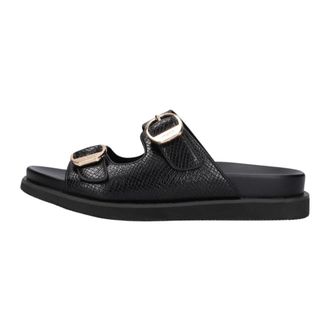 Mexx Schwarze Lederlook Reptilienmuster Pantoletten - - Shoes - Damen - Schwarzk - 40 EU