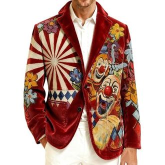 Generic Veste en velours c&ocirc;tel&eacute; pour homme - Imprim&eacute; multicolore - Costume de carnaval avec motif de ville - Veste en velours c&ocirc;tel&eacute; moderne - Blazer de loisi