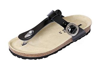 Weeger Femme Mules à Bride dorteils Tongues, Noir laqué, 39 EU