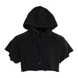 Dolce & Gabbana Schwarzes Baumwoll Kapuzen Kurzarm T-shirt - - Sweatshirts & Hoodies - Herren - Schwarzk - M