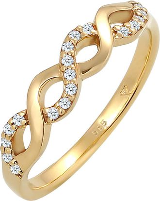 DIAMORE Elli DIAMONDS Ring Women Infinity Love with Diamond (0.09 ct.) in 585 Yellow Gold