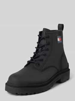 Tommy Jeans Schn&uuml;rboots aus Leder mit Label-Patch Modell LACE UP