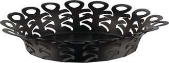 Alessi Vimini BM21/25 B - Korb mit Perforiertem Design, aus Farbigem Stahl mit Epoxidharz, Durchmesser 27 cm, Schwarz