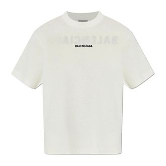Balenciaga T-Shirt mit gesticktem Logo - - Tops - Damen - Beige - M
