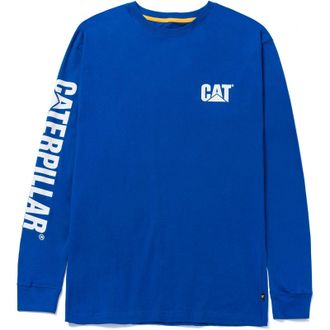 CAT Markenbanner Langarm Baumwoll Herren Blau T-Shirt