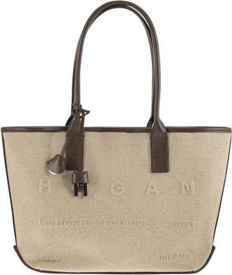 Hogan Shopper & Totes - Lightweight Linen Tote Bag With Embossed Address L - Gr. unisize - in Beige - f&uuml;r Damen