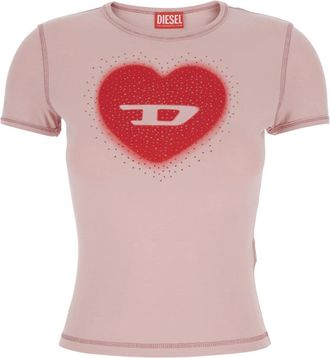 Diesel Femme, Tops, Rose, Taille: 42 FR T-uncuties Heart Logo T-Shirt